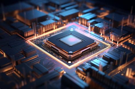 Premium Photo A Computer Chip With Orange Lights