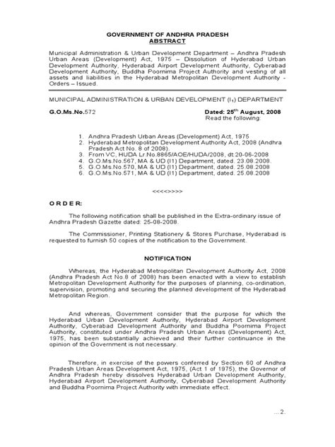 Hmda Notification 4 Dissolution Of Huda Pdf
