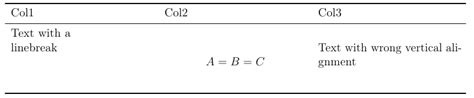 Math In Table Mixed With Text And Proper Alignment Tex Latex Stack
