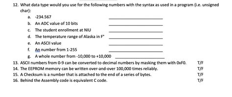 Solved C What Data Type Would You Use For The Following Chegg