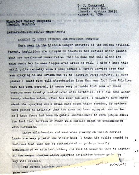 Warning To Berry Pickers And Mushroom Hunters The Ted K Archive