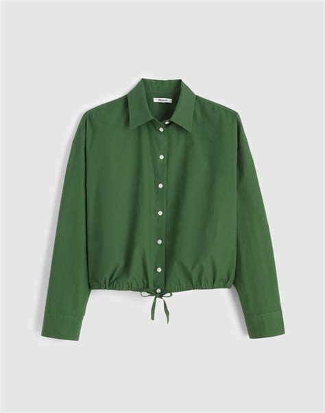 Drawstring Button Up Shirt In Poplin Madewell