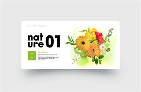 거베라 꽃과 자연 전원 착륙 페이지 디자인 플로리스트 상점을위한 웹 사이트 템플릿 유기 자연 꽃 가게 또는 꽃다발 배달 회사