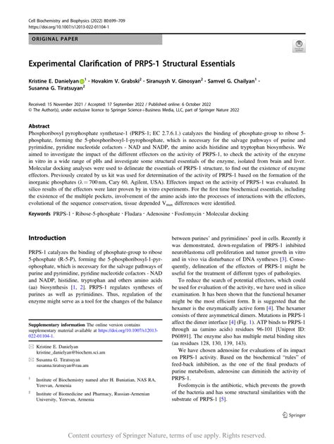 Experimental Clarification Of Prps 1 Structural Essentials Request Pdf
