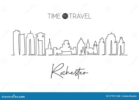 Rochester Usa City Map In Black And White Color In Retro Style Outline