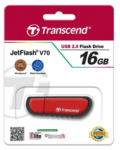 16GB Transcend JetFlash V70 Rugged USB Drive (red/gray)
