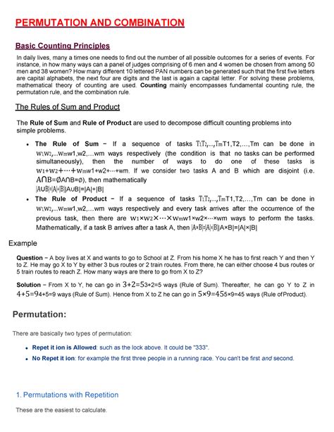 Permutation And Combination PERMUTATION AND COMBINATION Basic Counting Principles In Daily