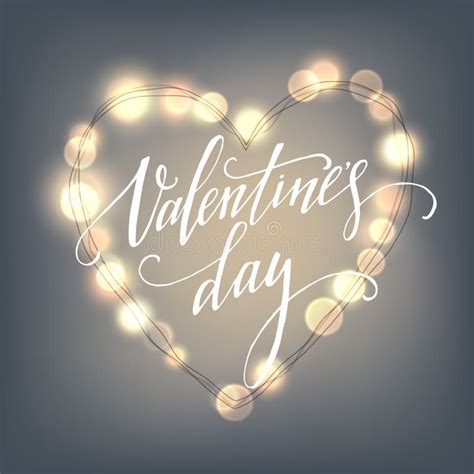 Valentines Day Card With Glowing Lights Heart Vector Illustration