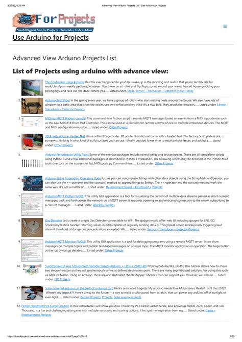 Advanced View Arduino Projects List Use Arduino For Projects 2pdf