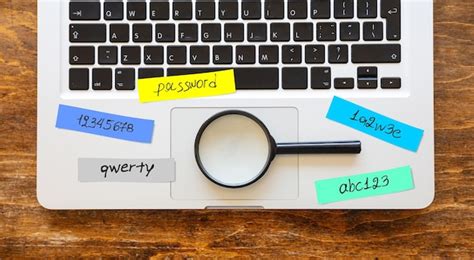 Premium Photo Password Weak Bad Cyber Security Laptop Computer With Memo Sticks Password