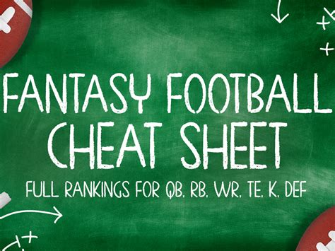 Free Printable Fantasy Football Cheat Sheet 2023 Paper Pdf Free