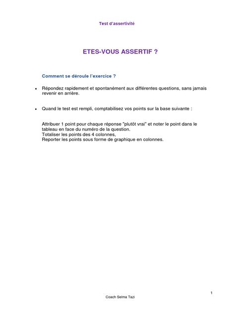 Test Assertivité Pdf