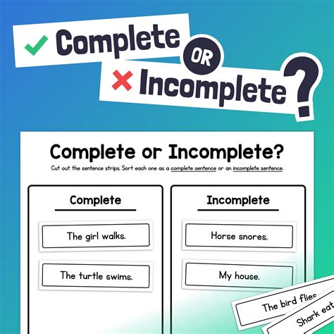 Complete Or Incomplete Sentences Center Printable Pdf That Little Robot