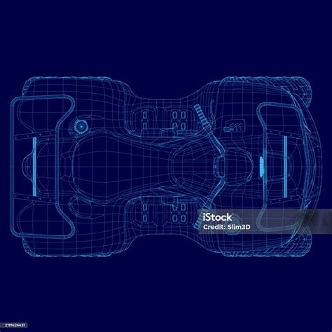 파란색 배경의 자동차의 파란색 그림입니다 차는 파란색 배색의 미래 지향적인 디자인입니다 4륜 오토바이에 대한 스톡 벡터 아트 및 기타 이미지 4륜 오토바이 Draft