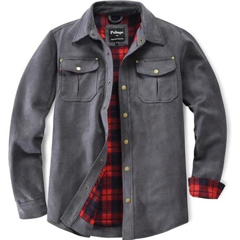 Jackets And Coats Brushed Suede Flannel Lined Shirt Jacket Cotton