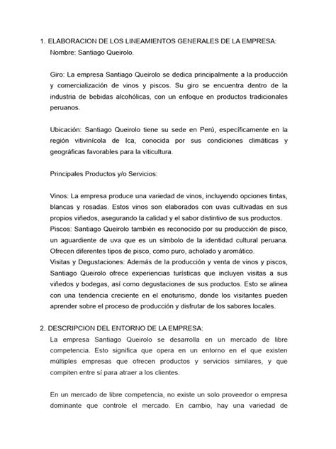 Santiago Queirolo Gestion Pdf Vino Business
