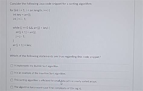 Solved Consider The Following Java Code Snippet For A Chegg