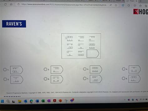visual matrices spatial puzzle with triangles and squares in lines