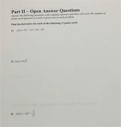solved part ii open answer questions answer the following