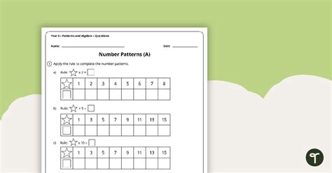 Patterns And Algebra Worksheets Year 5 Teach Starter Worksheets Library