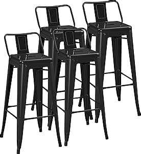 Yaheetech Bar Stools Set Of 4 Metal Counter Height Chairs