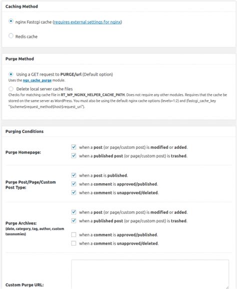 enabling purge in the nginx helper plugin boldgrid