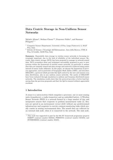 Pdf Data Centric Storage In Non Uniform Sensor Networks