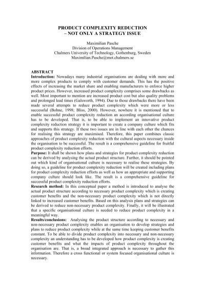 A Product Complexity Reduction Effort Based On The Extended