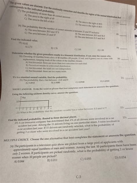 Solved The Given Values Are Discrete Use The Continuity