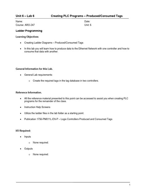 unit 6 lab 6 creating plc programs pdf programmable logic