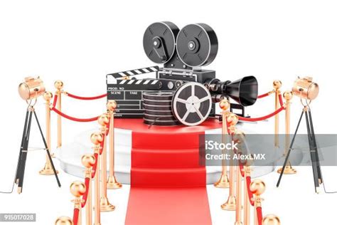 영화 프레 젠 테이 션 개념입니다 흰색 배경에 고립 된 3 차원 렌더링 3차원 형태에 대한 스톡 사진 및 기타 이미지 3차원 형태 Premiere 강단 Istock