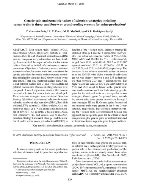 Pdf Genetic Gain And Economic Values Of Selection Strategies