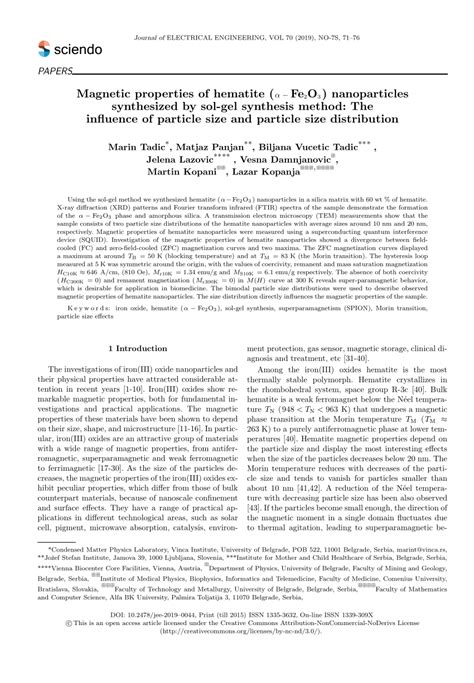 Pdf Magnetic Properties Of Hematite α − Fe2o3 Nanoparticles Synthesized By Sol Gel Synthesis