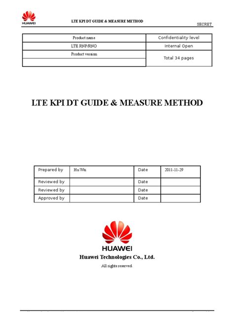 Lte Kpi Dt Guide And Measure Method Pdf Lte Telecommunication Networks