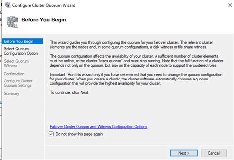windows failover cluster configure a file share witness