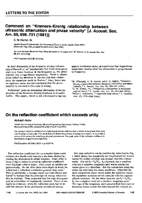 Pdf On The Reflection Coefficient Which Exceeds Unity