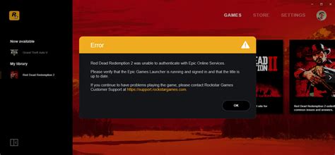 Red Dead Redemption 2 Was Unable To Authenticate With Epic Online