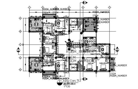Detailed 3rd Floor Plan Of Multistory Building In Autocad 2d Drawing