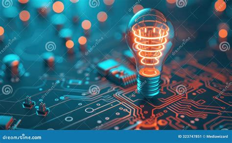 A Lightbulb On Circuit Board Generative Ai Illustration Stock Image Image Of Automation