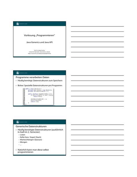 Programme Verarbeiten Daten Generische Datenstrukturen