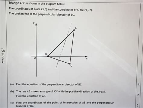 Solved Triangle Abc Is Shown In The Diagram Below The Coordinates Of B Are 3 0 And The