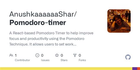 Github Anushkaaaaaasharpomodoro Timer Pomodoro Timer ⏳ A React