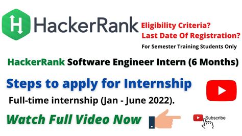 Software Engineer Intern 6 Monthsat Hackerrank Apply In Three Easy Steps Internship