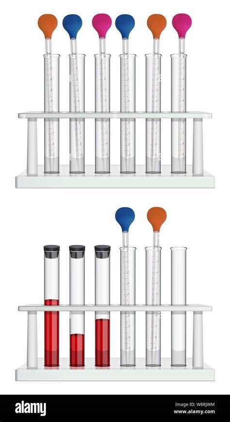 Set Of Empty Tubes With Measuring Laboratory Pipettes And Test Tubes With Blood Samples Closed