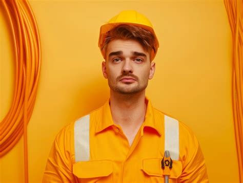 Architect Man Wearing As An Architect And Wearing A Helmet Holding Blue