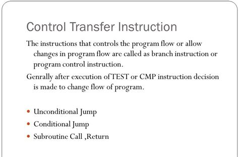 Control Transfer Instructions