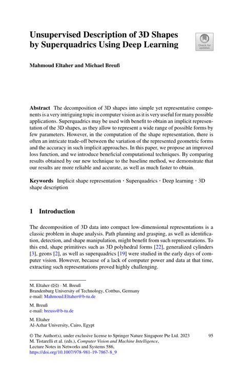 pdf unsupervised description of 3d shapes by superquadrics using deep