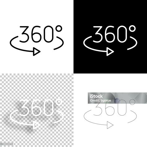 360도 회전 디자인 아이콘입니다 빈 흰색 및 검은색 배경 선 아이콘 360도 촬영에 대한 스톡 벡터 아트 및 기타 이미지 360도 촬영 3차원 형태 가득 찬