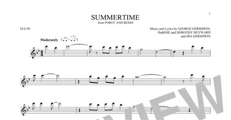 Summertime Flute Solo Print Sheet Music Now