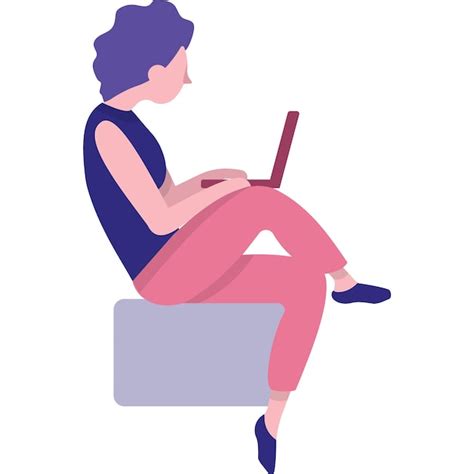 Premium Vector Woman Programmer Work On Laptop Vector Icon